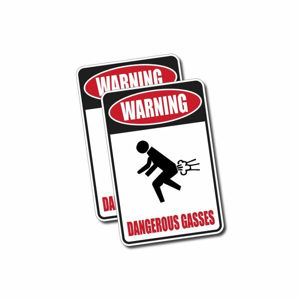WARNING Dangerous Gasses Sticker / Decal - Funny Prank Fart Mancave ...