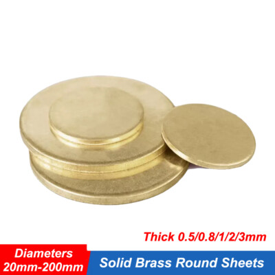 Solid Brass Discs Blanks Metal Round Sheets Dia 20mm-200mm Thick 0.5/0. ...