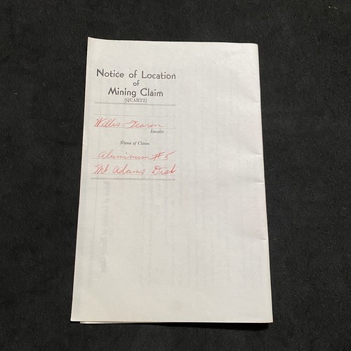 Vintage Notice Of Location Mining Claim Form Yakima County Washington ...