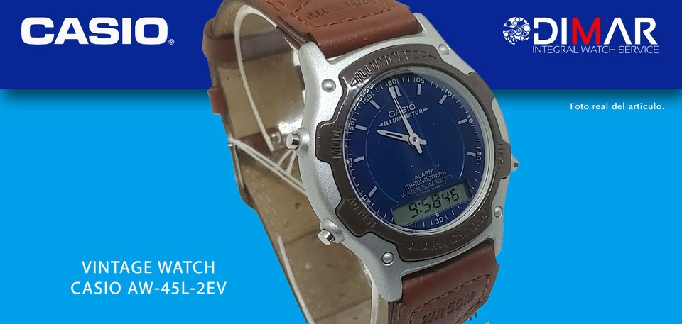 Vintage Casio AW-45L-2EV, Ana / Digi WR.50m, S'Allume, QW.1737, AÑO ...