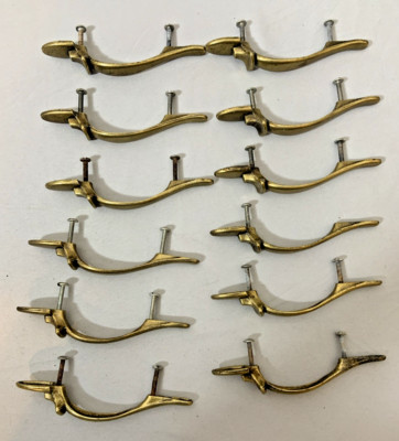 12 Vintage Brass Drawer Pulls Curved Style Mid Century Modern 6386E-1 ...