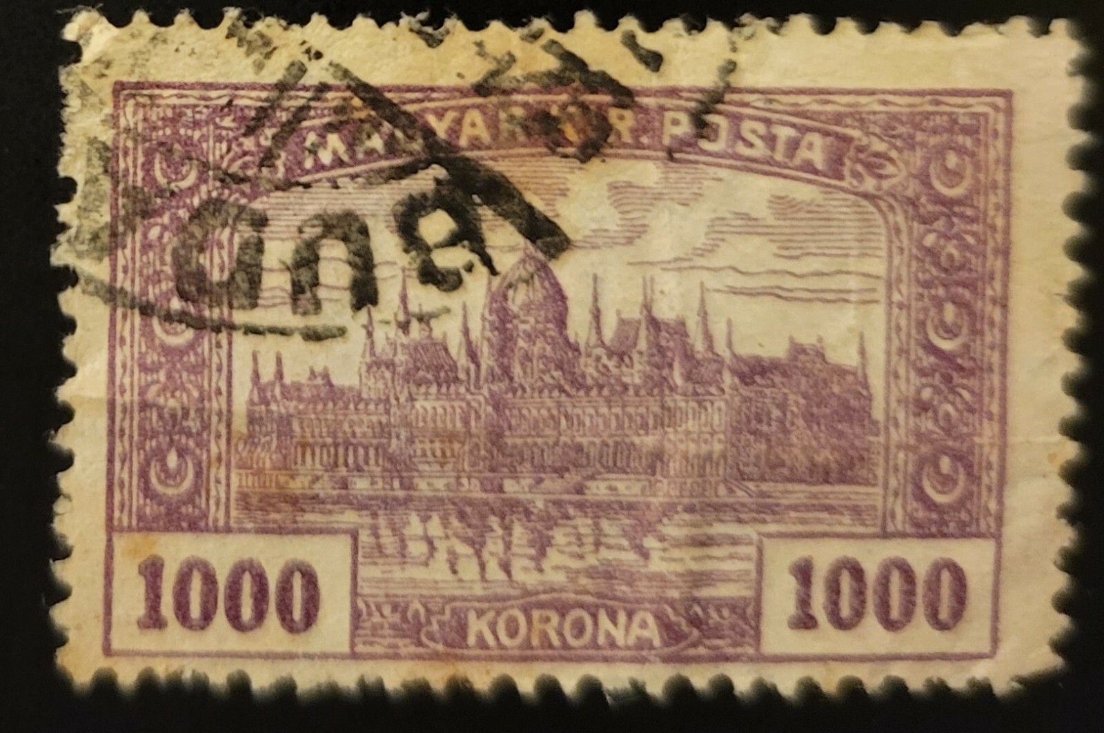 1924 Hungary stamp Magyar posta 1000 korona 1000k 1924 - Sc. #376 ...