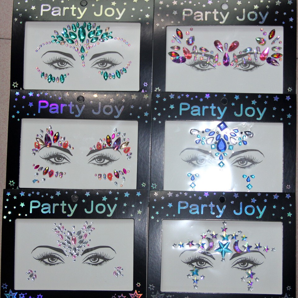 Face Tattoo Rhinestone Sticker Adhesive Glitter Jewelry Body Make up ...