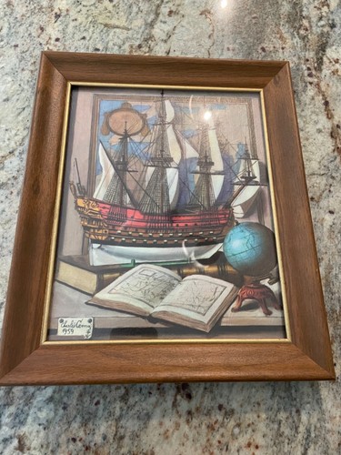 Vintage Framed Charles Cerny NAUTICAL PRINT 1959 SIGNED WALL Art | eBay