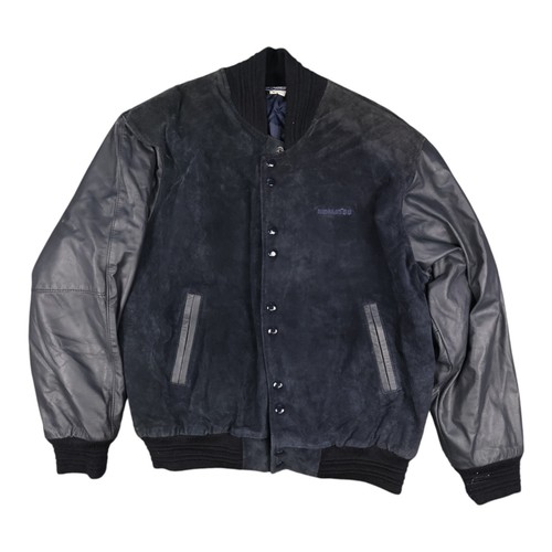 Komatsu Jacket Mens MEIDIUM Blue varsity leather Long Sleeve Snap ...
