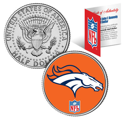 DENVER BRONCOS NFL Logo JFK Half Dollar U.S. Coin Officially Licensed w ...