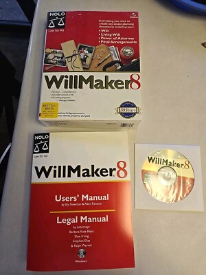 Nolo Willmaker 8 Edition Estate Plan CD Software & Book Windows 95, 98 ...