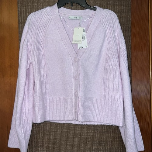 Mango Women’s Crop Sweater Button Front Lavender Cardigan Size M Wool ...