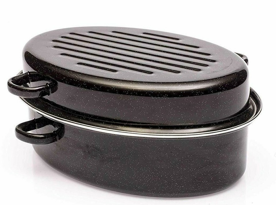 Turkey Roaster Pan Enamel Non Stick,16.5 x 12 x 8 inches, Black | eBay