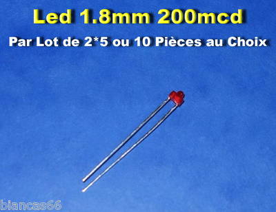 LOT DE 2*5 OU 10 LED ROUGE DIFFUSANT 1.8MM 200MCD KINGBRIGHT *** | eBay