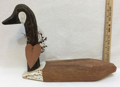 Canadian Goose Figurine Handmade Wood Carved Duck Geese Folk Art Craft ...