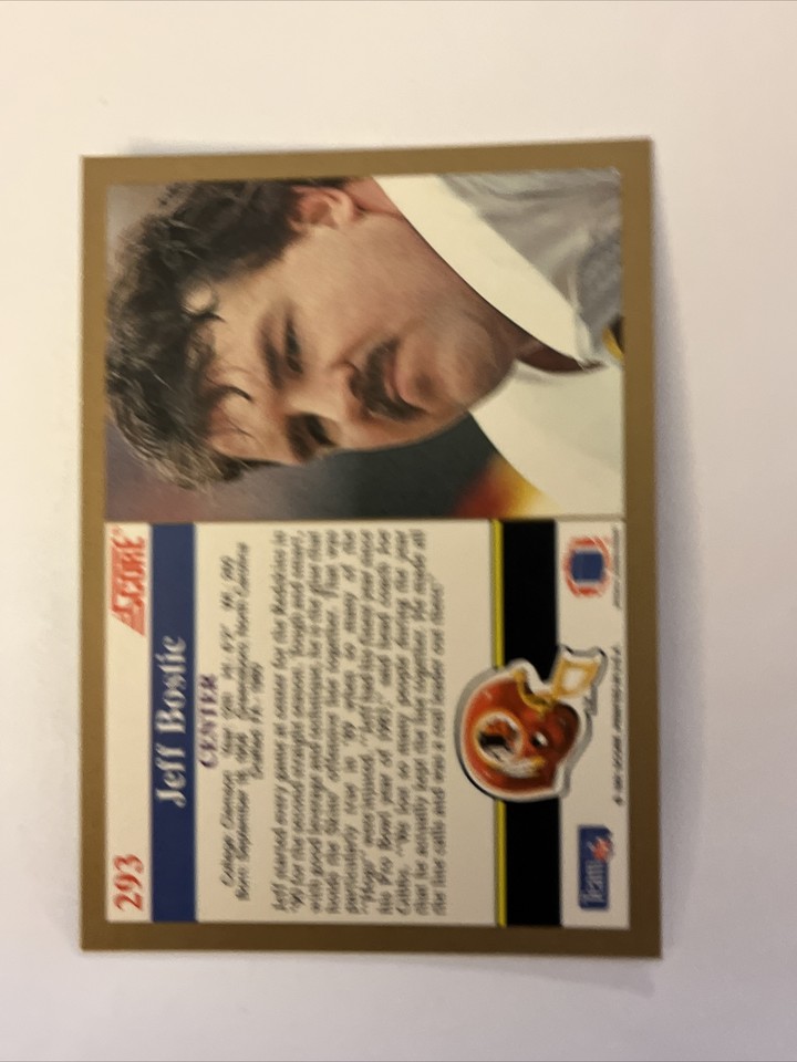 Jeff Bostic 1991 Score #293 Washington Redskins Football Card | eBay