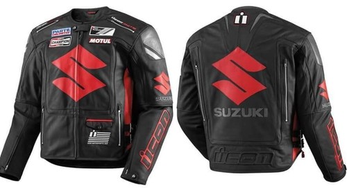 Suzuki Motorcycle leather jacket CE ARMOR MotoGp Motorbike Rider sports ...