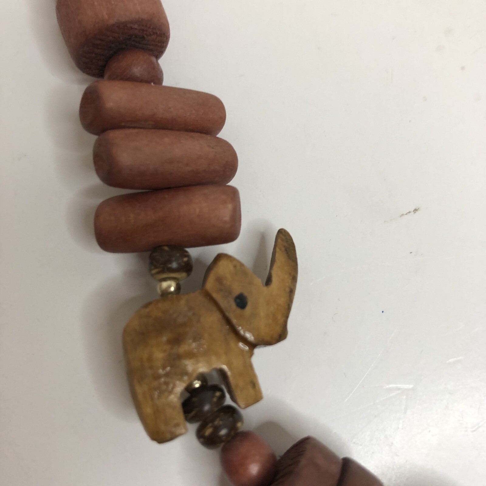 Vintage Wood bead necklace african safari animals - Gem