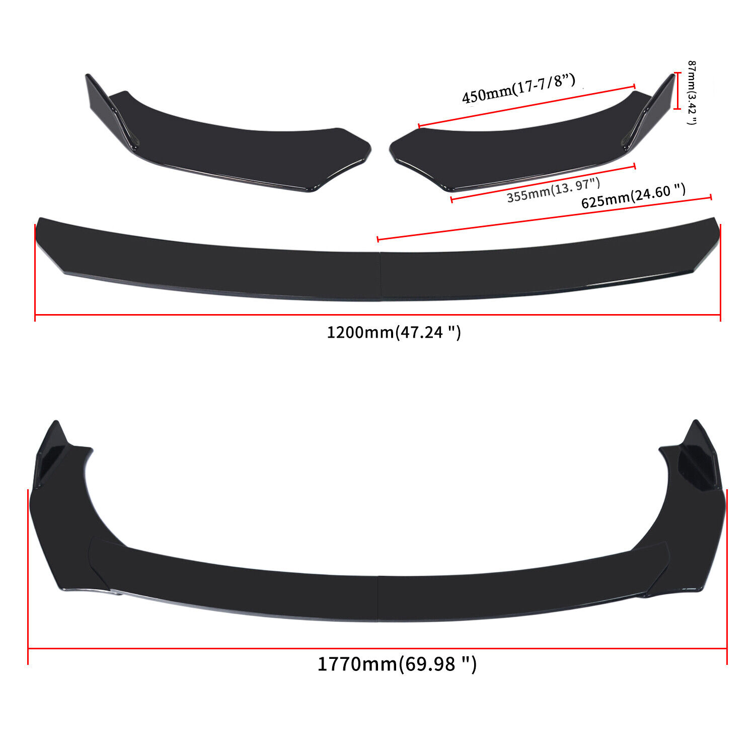 For Mini Cooper S R56 F56 4pcs Glossy Black Front Bumper Lip Spoiler ...
