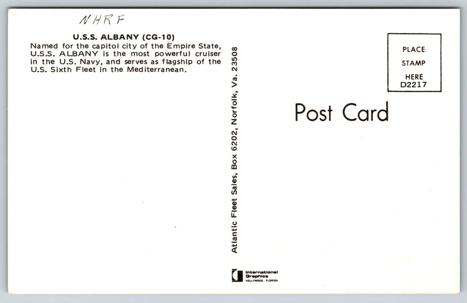 Postcard USS Albany CG-10 Heavy Cruiser US Navy Ship F12 | eBay