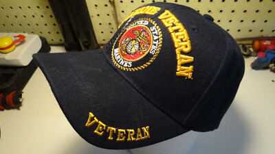 United States MARINE VETERAN Embroidered Cap Hat Navy Blue Military 100 ...