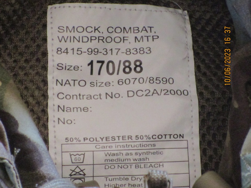 Combat Smock Windproof, Multi Terrain Pattern, MTP, Field Jacket, Size ...