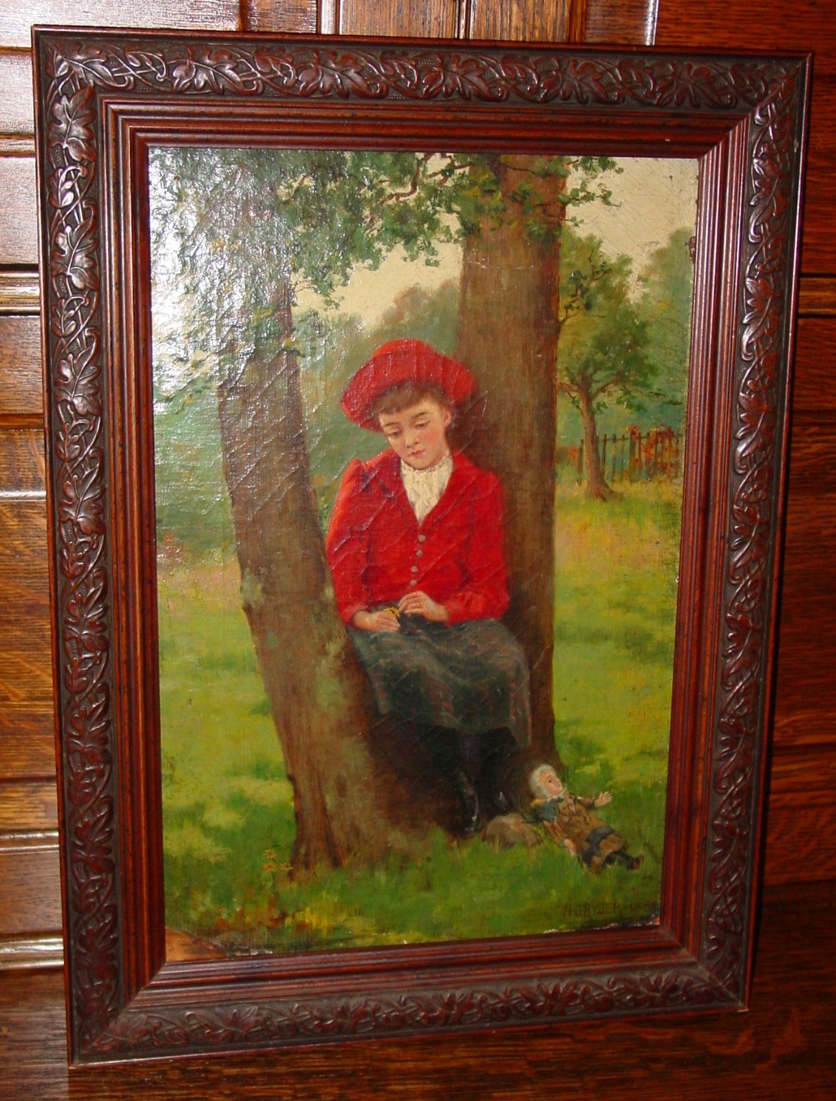 Henry Orne Ryder oil on canvas-Girl and her doll-signed and dated 1880 ...