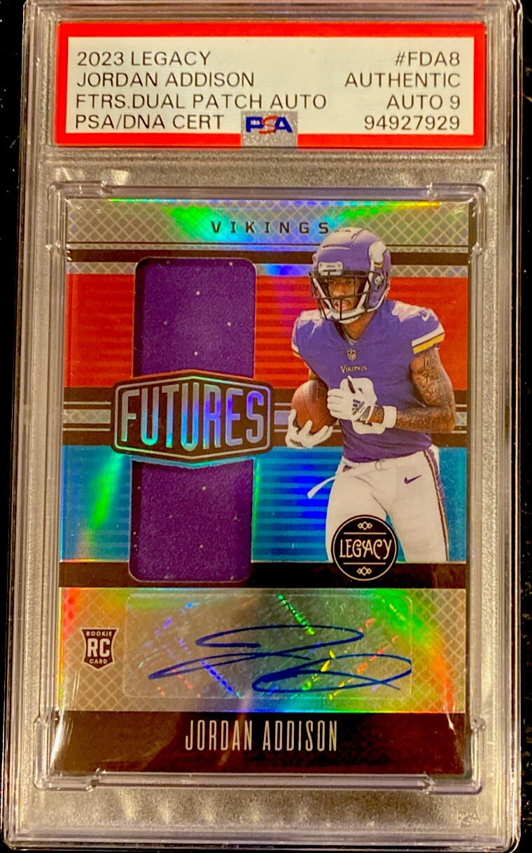 2023 Legacy Jordan Addison Futures Dual Patch Autograph RC 147/249 PSA ...