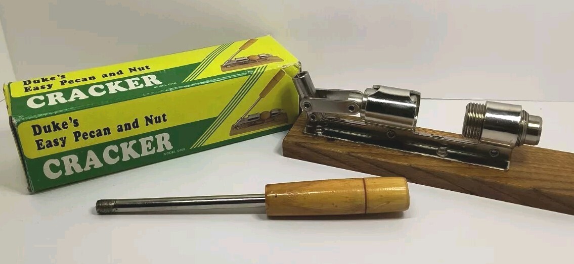 Vintage Duke's Easy Pecan and Nut Cracker Steel & Wood Handle Open Box ...