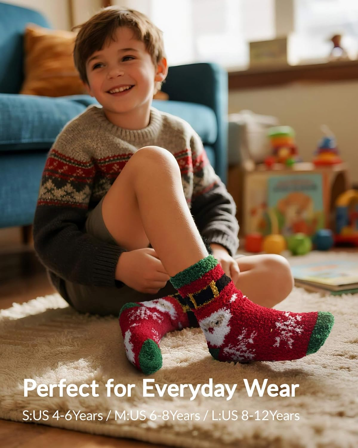 Advent Calendar 2025 Kids 6-8 Years Old Fuzzy Christmas Socks with ...