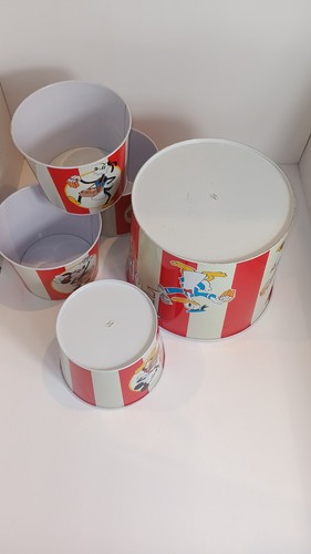 5 Disney World Tin Popcorn Buckets Vintage Minnie, Goofy, Donald Duck ...