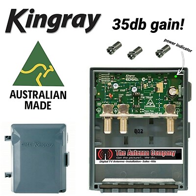 Kingray MHW35F 35dB Masthead TV Amplifier booster power supply and f ...