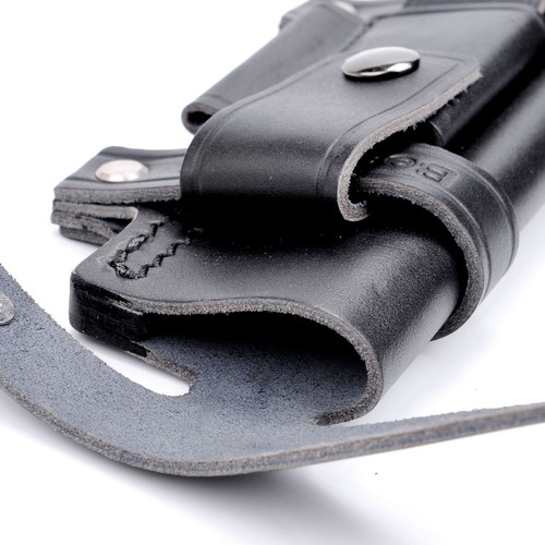 7"Fixed Straight Leather Belt Sheath For Less Knife W/Pouch Bag Black ...