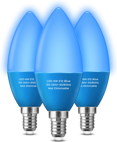 Blue Light Bulbs, 6W LED Blue Colored Bulb 40 Watt Equivalent, E12 B11 ...