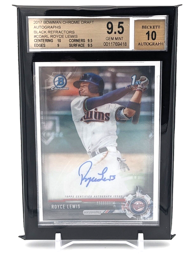 2017 Bowman 1st Chrome Draft Royce Lewis Auto Black Refractor /75 BGS 9 ...