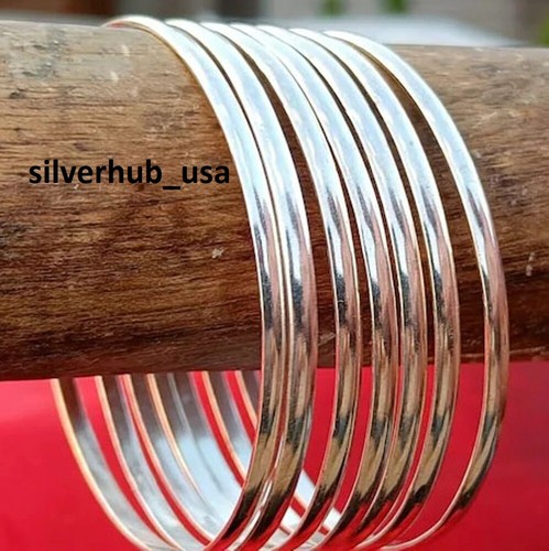 7 Set of Silver Bangle Solid 925 Silver Handmade Beautiful Bangle SA ...
