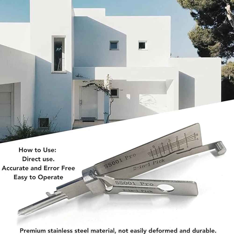 SS001 PRO 2-in-1 Stainless Steel master Key Decoder Portable Lock Tool ...