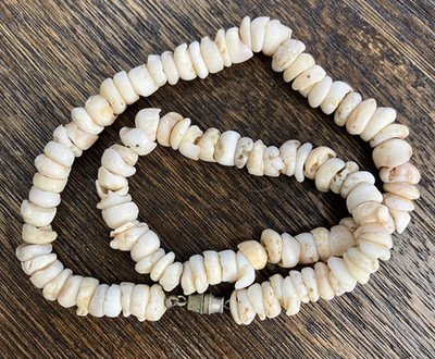 Vintage Hawaiian Natural Puka Shell Choker Necklace 16" Rustic Boho ...