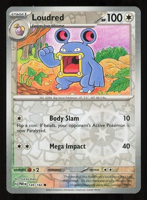 Loudred 149/182 Reverse Holo NM Pokemon TCG Scarlet & Violet Paradox ...