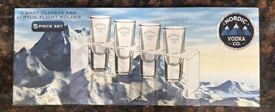 Nordic Vodka -4 Shot Glasses And Acrylic Flight Holder | eBay