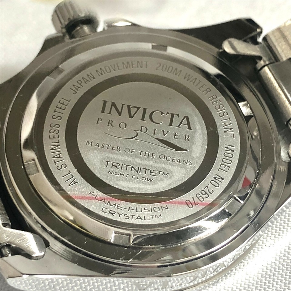 INVICTA 26970 40mm Pro Diver Quartz Date Black Dial Stainless Steel ...