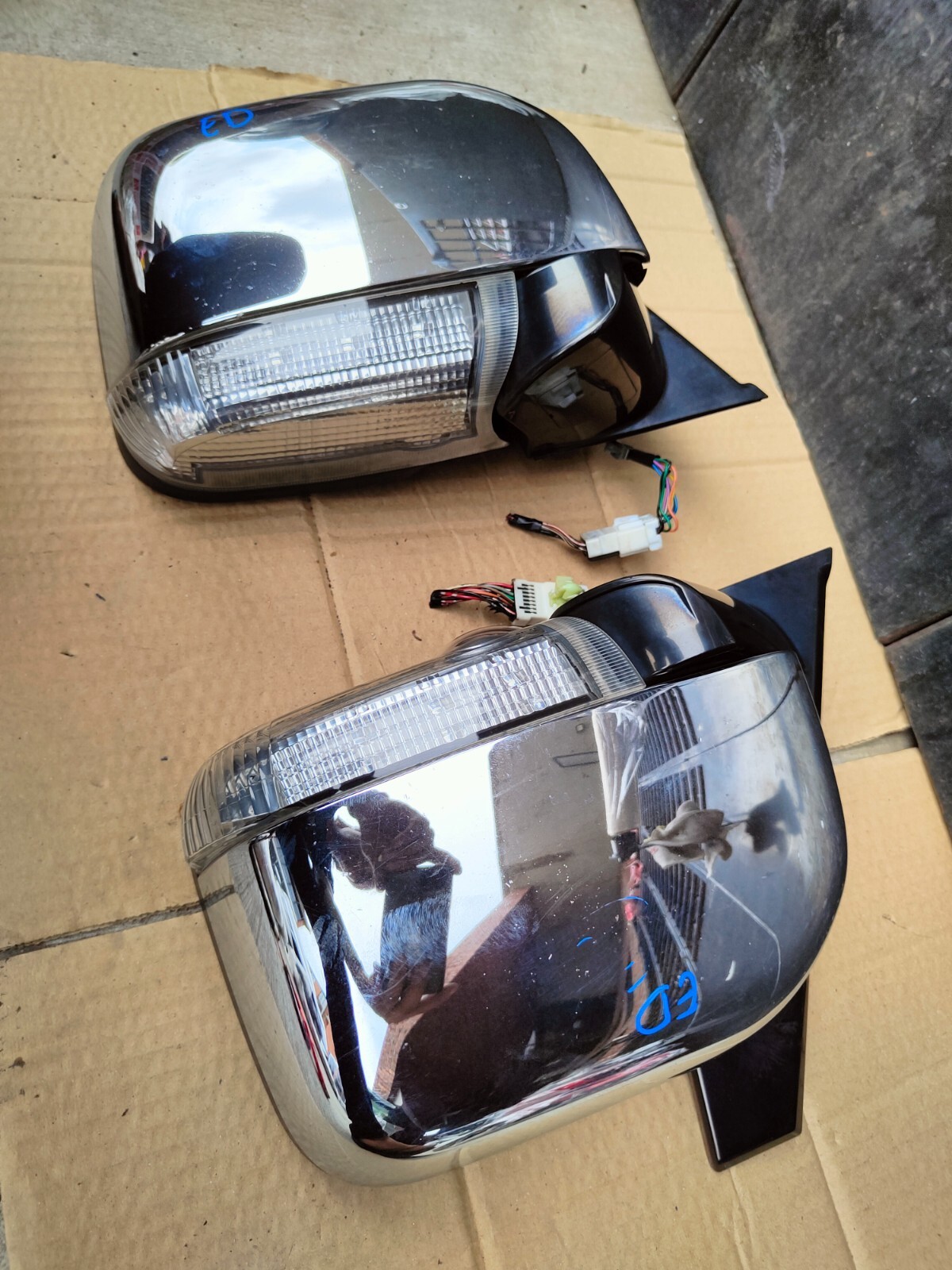 CHROME JDM Mitsubishi DELICA D5 CV5W SIde Door Mirror With Lamps Lights ...