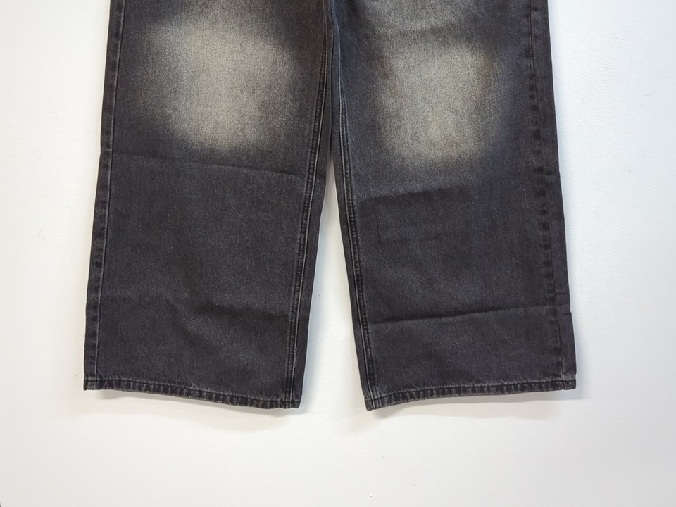 Bareline Stone Wash Wide Leg Baggy Denim Men's Jeans Medium Black | eBay