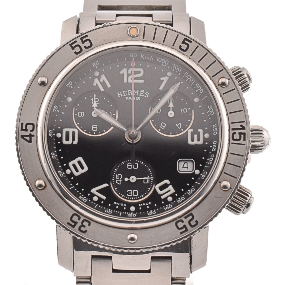 HERMES Clipper diver CL2.910 Chronograph black Dial Quartz Men's Watch ...