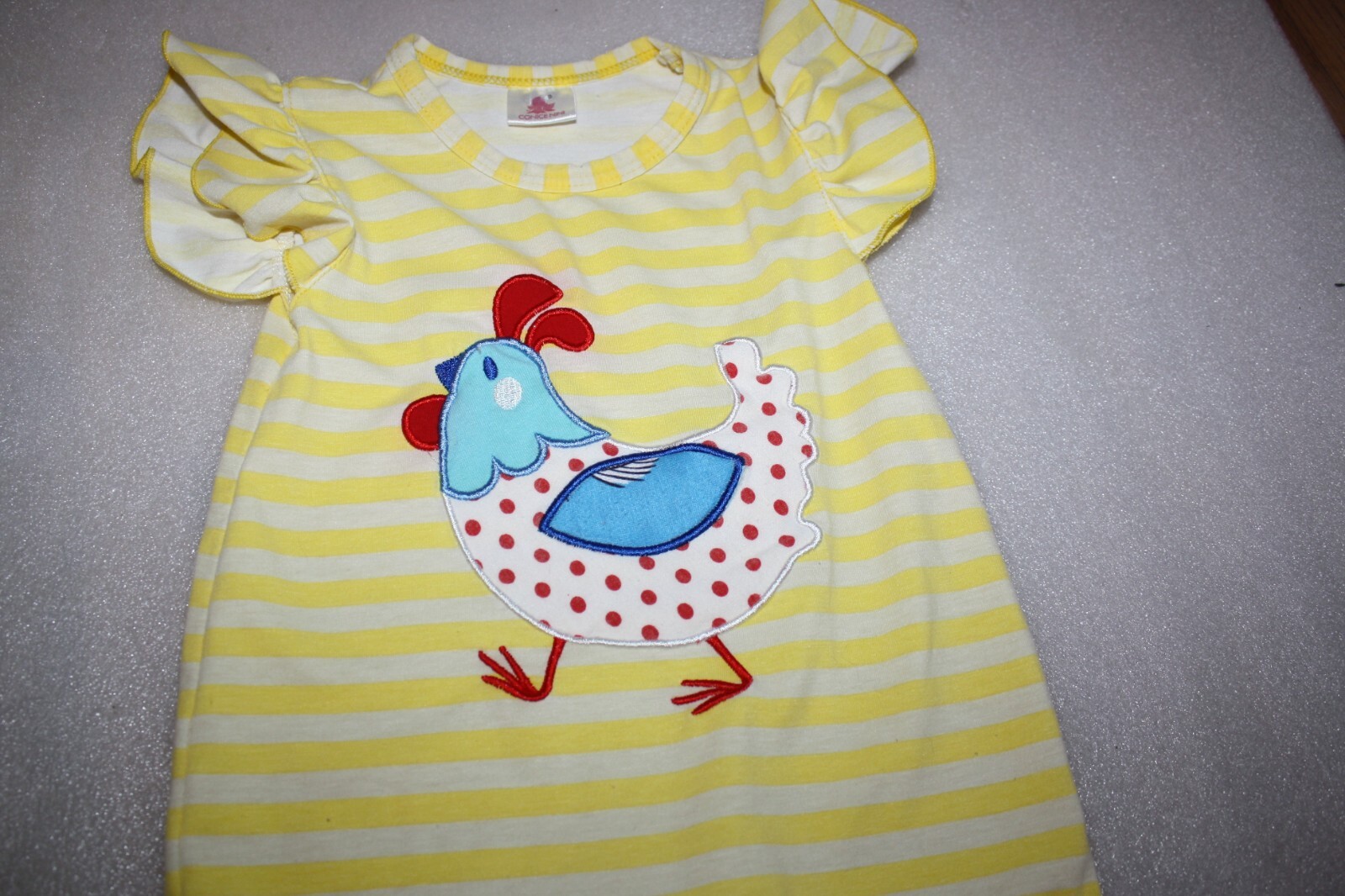 Conice Nini Baby Girl 0-3 mo Applique Rooster Bell Bottom Jumpsuit Yellow Cute! | eBay