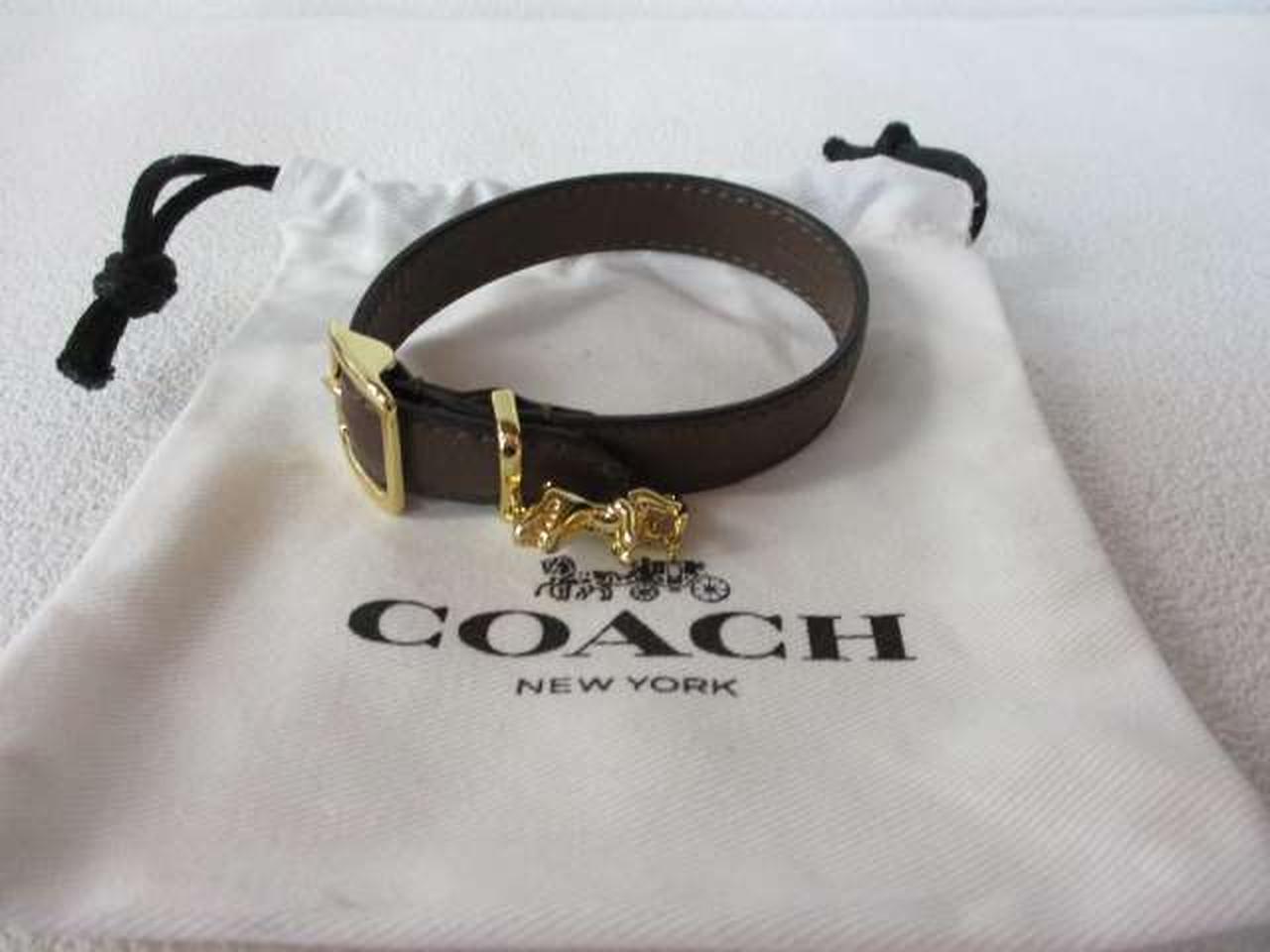 COACH Dinosaur Rexy Charm Leather Bracelet Brown x Go… - Gem