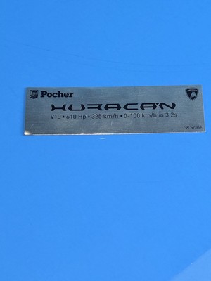 Pocher Lamborghini Huracan ORIGINAL Metal Name Plate Plaque 1/8 | eBay