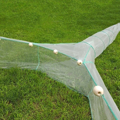 White Nylon Fishing Net Shrimp Cage Chain PVC Floats River Pond Fish ...