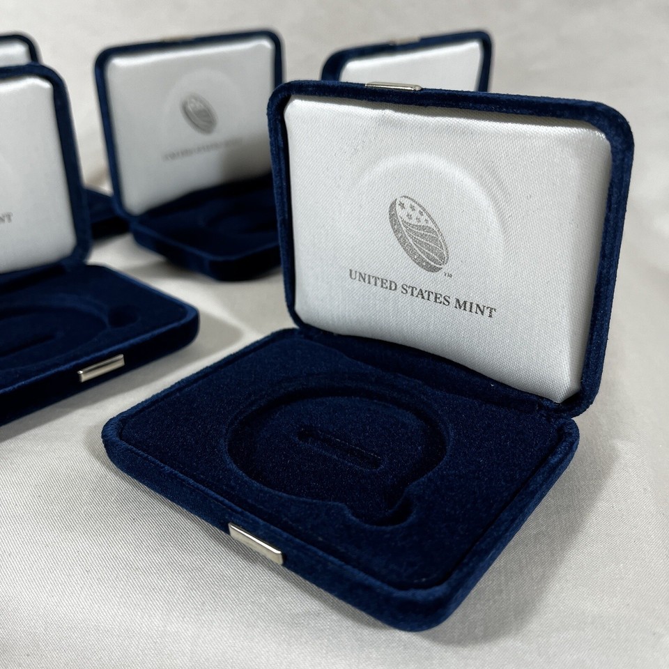 5 American Silver Eagle Cases Gift/Presentation Blue Velvet- No Coins ...