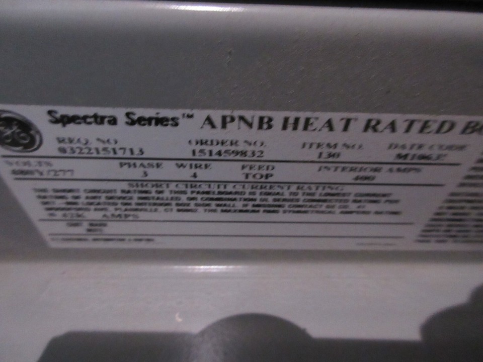 GE SPECTRA APNB Panelboard 400A Main Lug Only 277/480V 3PH4W CU BOLT ON ...