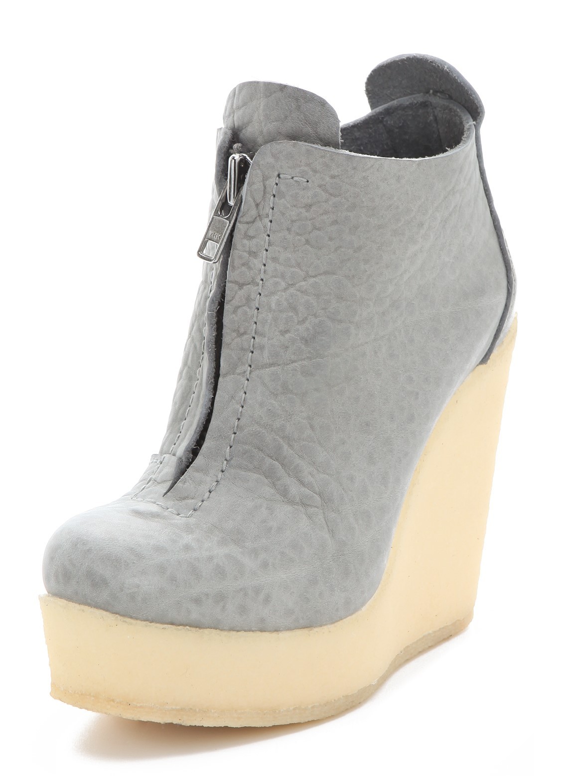 PEDRO GARCIA SHOES FEDORA FRONT ZIP PLATFORM WEDGE BOOTIES GRAY BOOT 39 ...