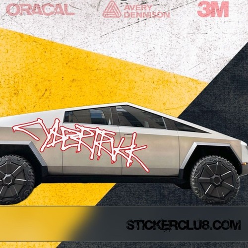 Tesla Cybertruck 2023-Current Two Tone Graffiti Side Panel Door Decals ...
