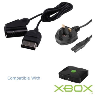 Scart Cable and Power Supply Lead Bundle for Original Microsoft Xbox ...