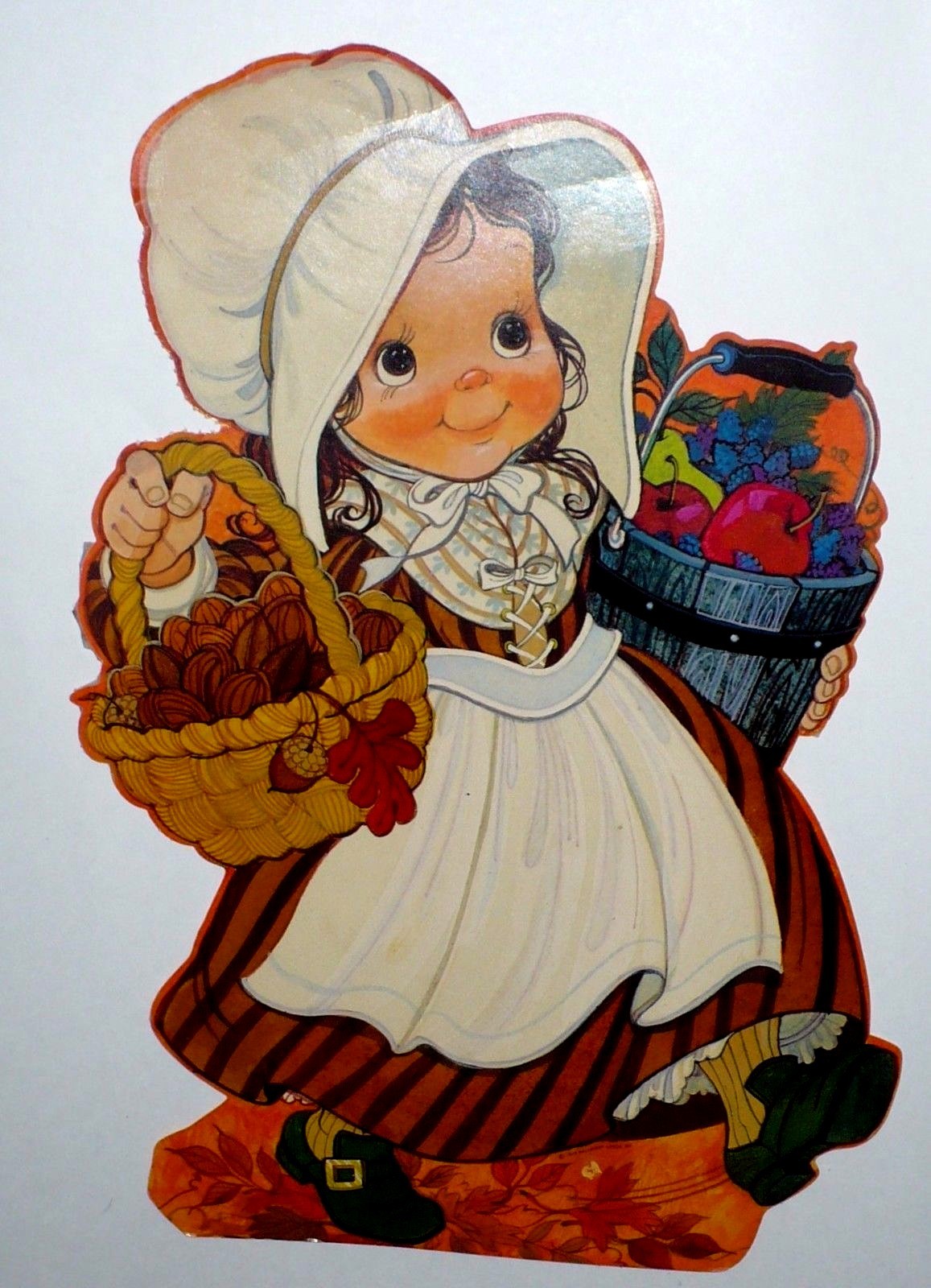 VINTAGE 1979 HALLMARK THANKSGIVING LITTLE GIRL PILGRIM W/BASKETS DIE ...
